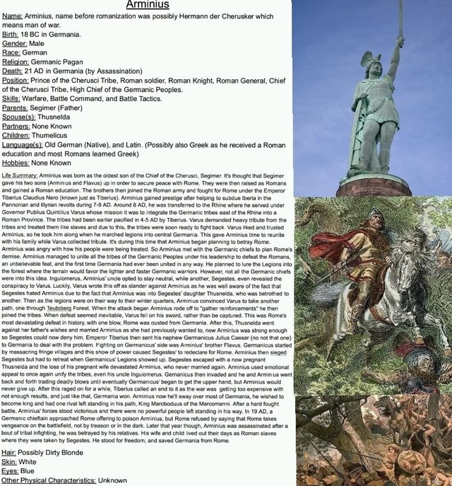Arminius 'Name; Arminius, name before romanization was possibly Hermann ...