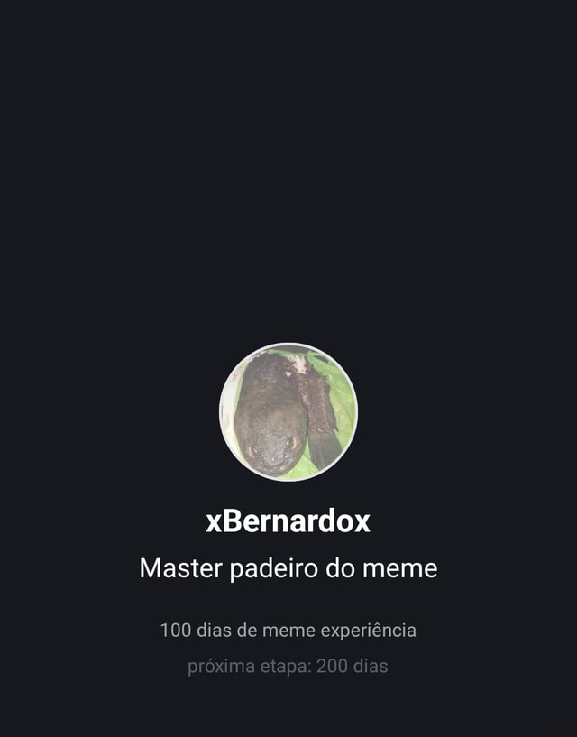 XBernardox Master padeiro do meme 100 dias de meme experiência próxima ...