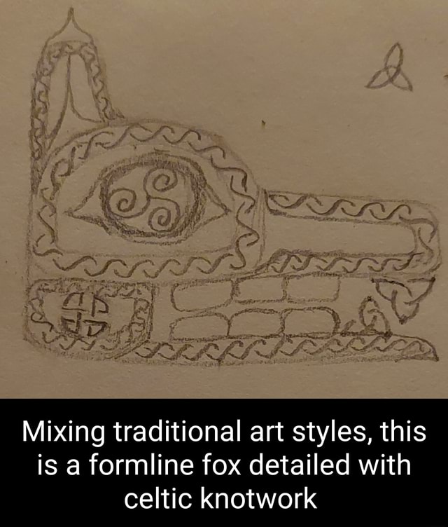 Mixing traditional art styles, this is a formline fox detailed with ...