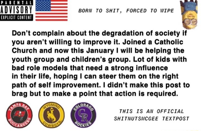 AOVISORY a- ADVISORY BORN TO SHIT, FORCED TO WIPE EXPLICIT CONTENT Don ...