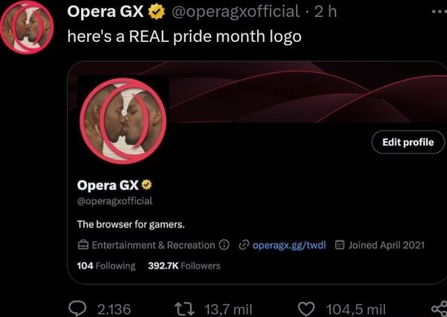 Opera GX @operagxofficial - here's a REAL pride month logo Opera GX ...