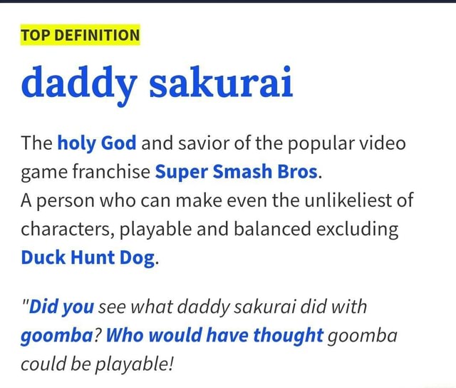TOP DEFINITION daddy sakurai The holy God and savior of the popular ...