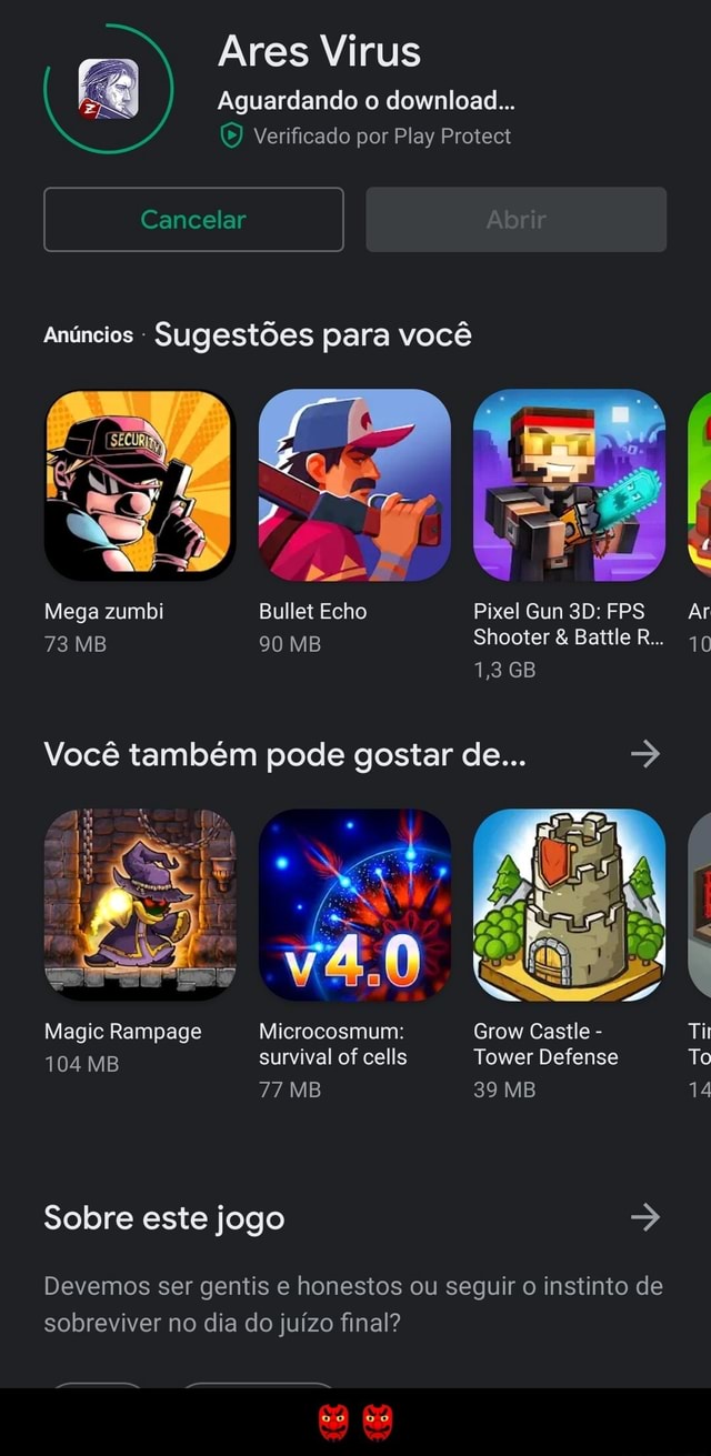 Ares Virus Aguardando o download... Verificado por Play Protect ...