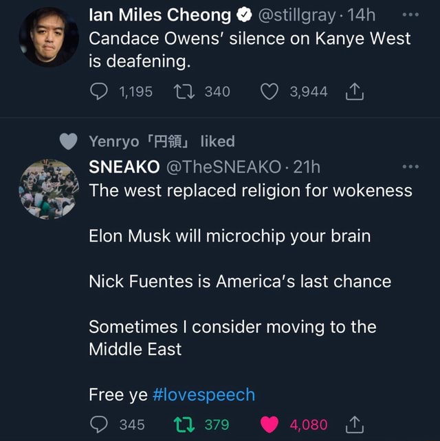 Lan Miles Cheong @ @stillgray- Candace Owens' silence on Kanye West is ...