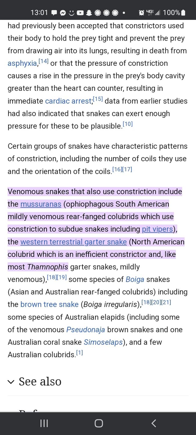 10 had previously been accepted that constrictors used their body to ...