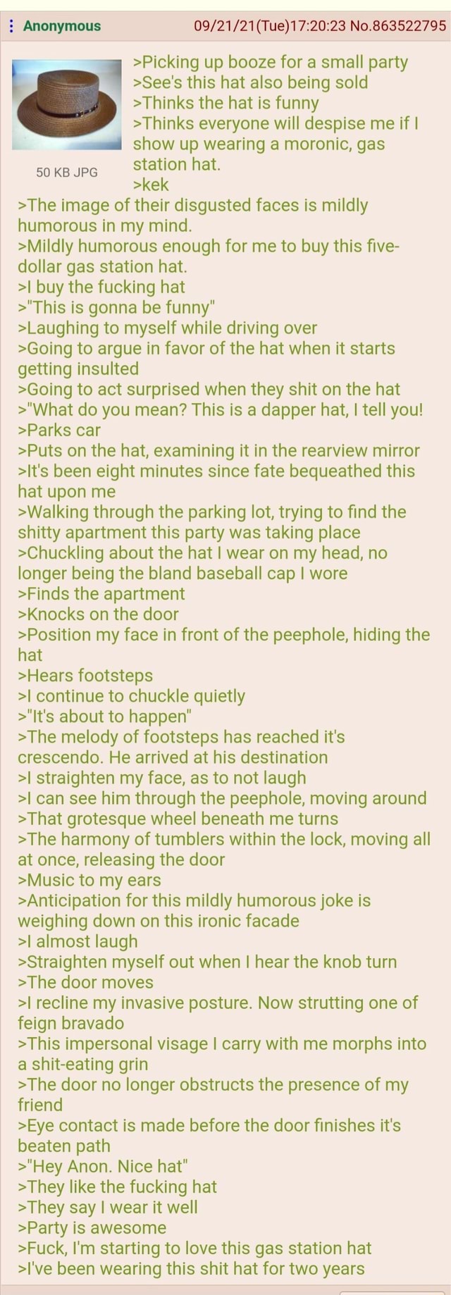 No.863522795 >Picking up booze for a small party >See's this hat also ...