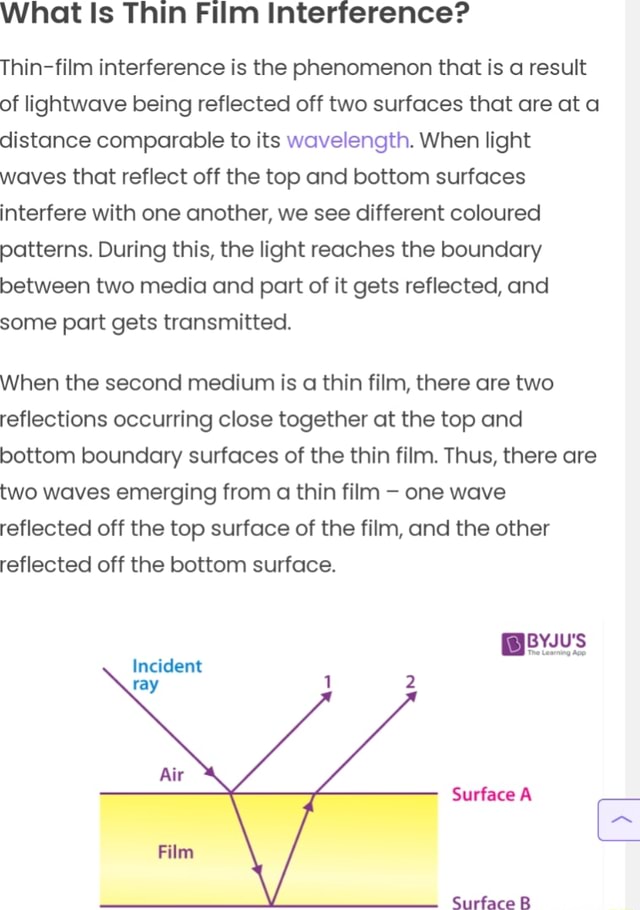 What Is Thin Film Interference? Thin-film interference is the ... What Is Thin Film Interference? Thin-film interference is the ...