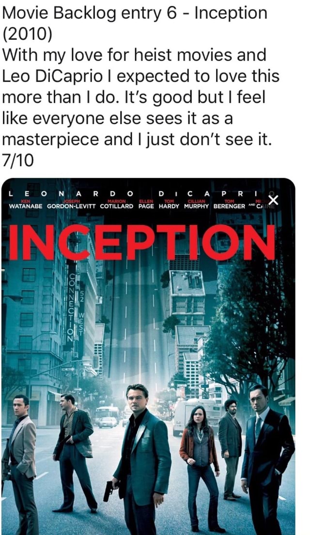 Movie Backlog entry 6 - Inception (2010) With my love for heist movies ...