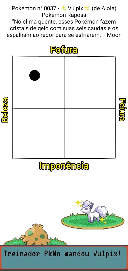 Pokémon nº 0037 - Vulpix (de Alola) Pokémon Raposa "No clima quente ...
