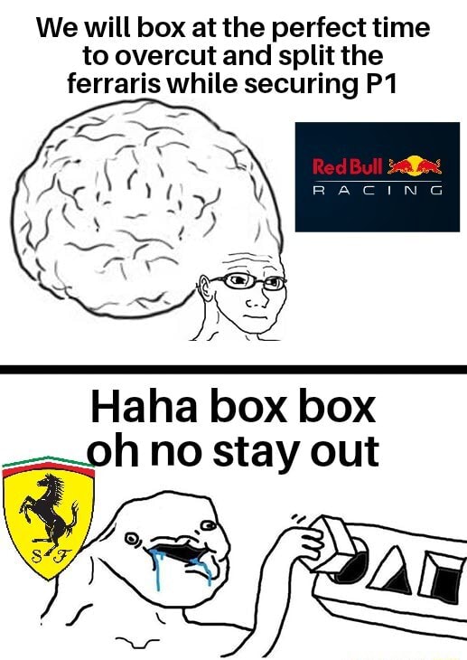 We will box at the perfect time to overcut and split the ferraris while ...