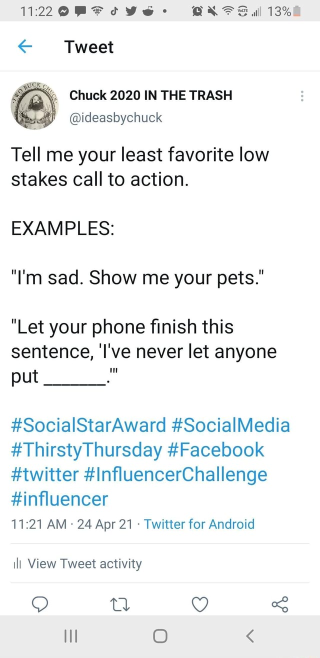 Tell me - FS BAFSiil 13% Tweet Chuck 2020 IN THE TRASH Tell me your ...