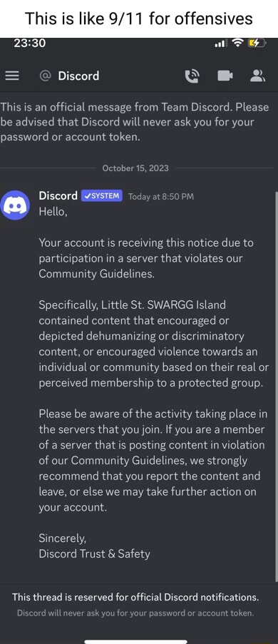 Al This is like for offensives Discord This is an official message from ...