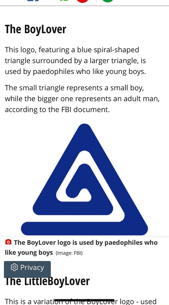 The BoyLover This logo, featuring a blue spiral-shaped triangle ...