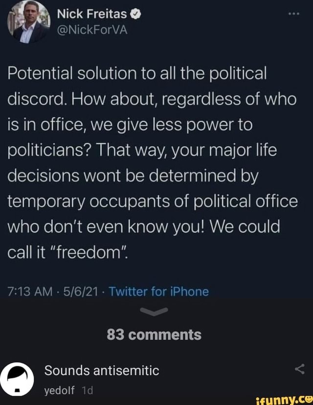 Potential solution to all the political discord. How about, regardless ...