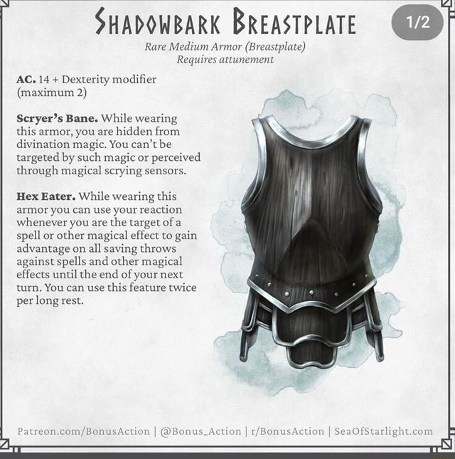 SHADOWBARK BREASTPLATE Rare Medium Armor (Breastplate) Requires ...