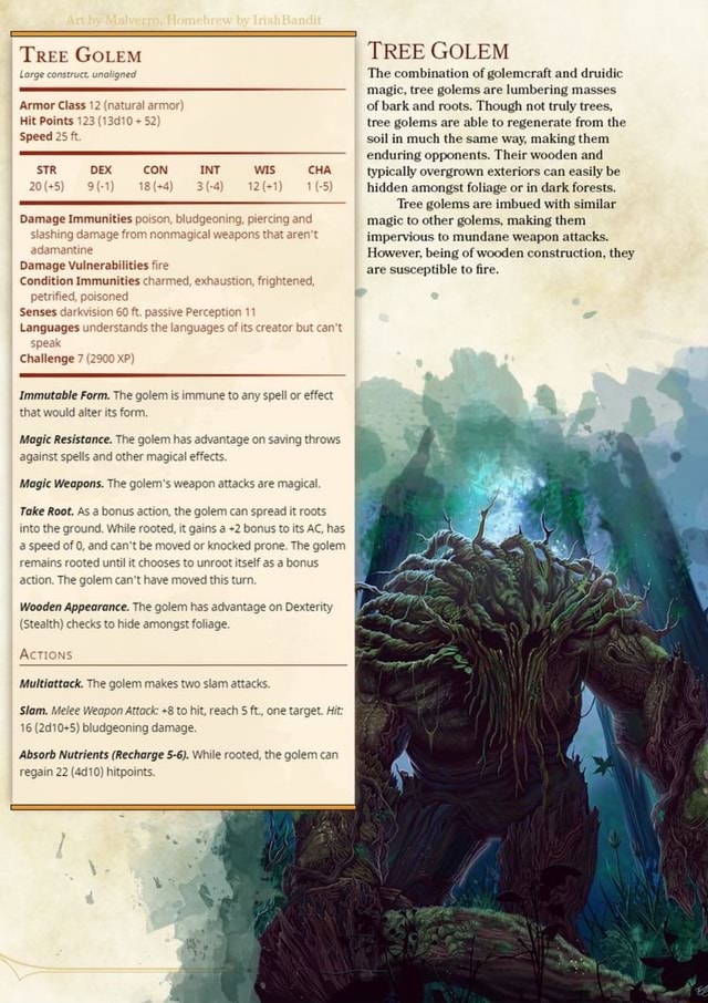 Tree GoLeM TREE GOLEM Lorge construct, unaligned The combination of ...
