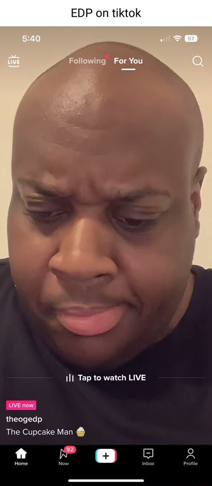 EDP on tiktok 540 Following For You Tap to watch LIVE LIVE now theogedp ...