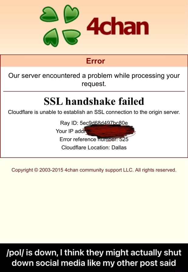 Chan Error Our server encountered a problem while processing your ... Chan Error Our server encountered a problem while processing your ...