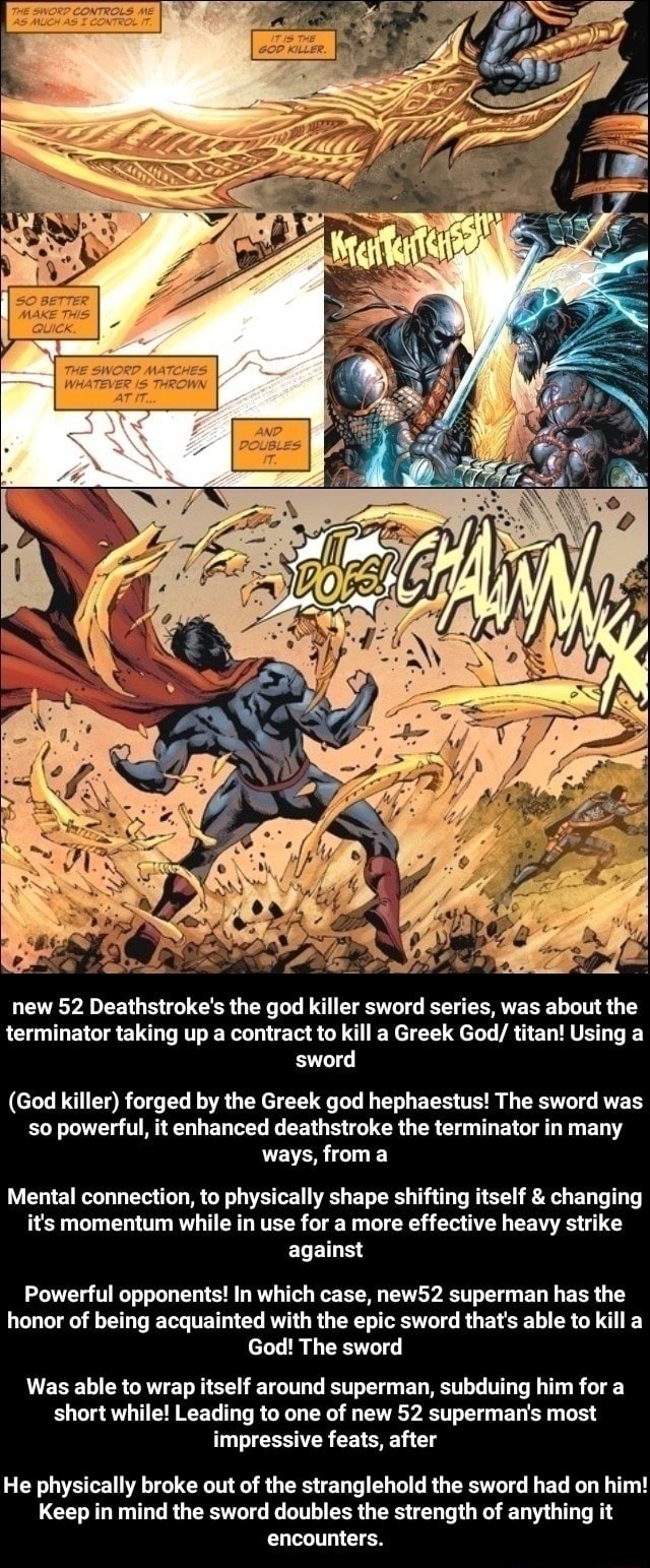 New 52 Deathstroke's the god killer sword series, was about the ...