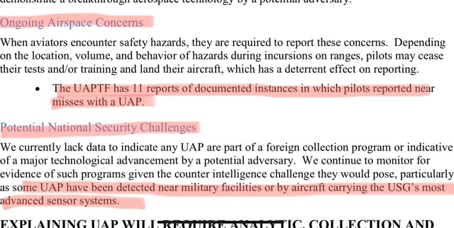 Unclassified documents from the US Air Force in 2021 regarding UAPs ...