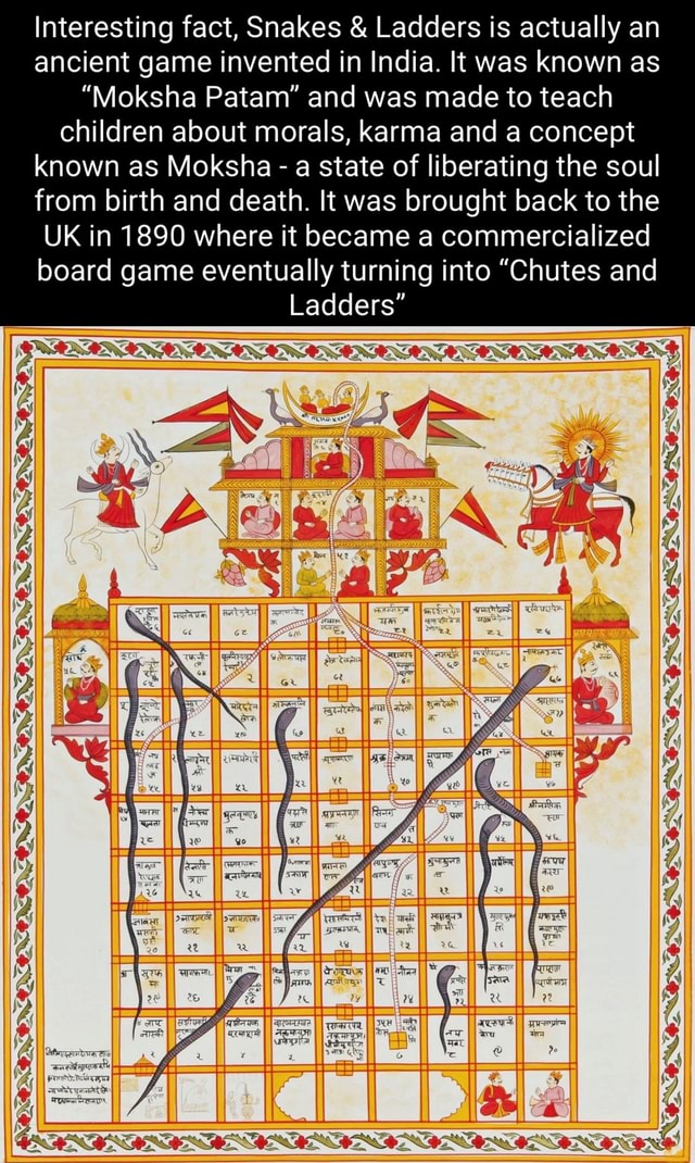 Interesting fact, Snakes & Ladders is actually an ancient game invented ...