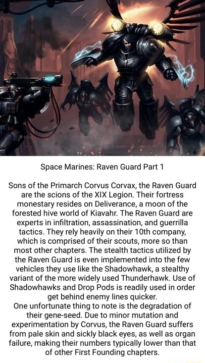 'Space Marines: Raven Guard Part 1 Sons of the Primarch Corvus Corvax ...