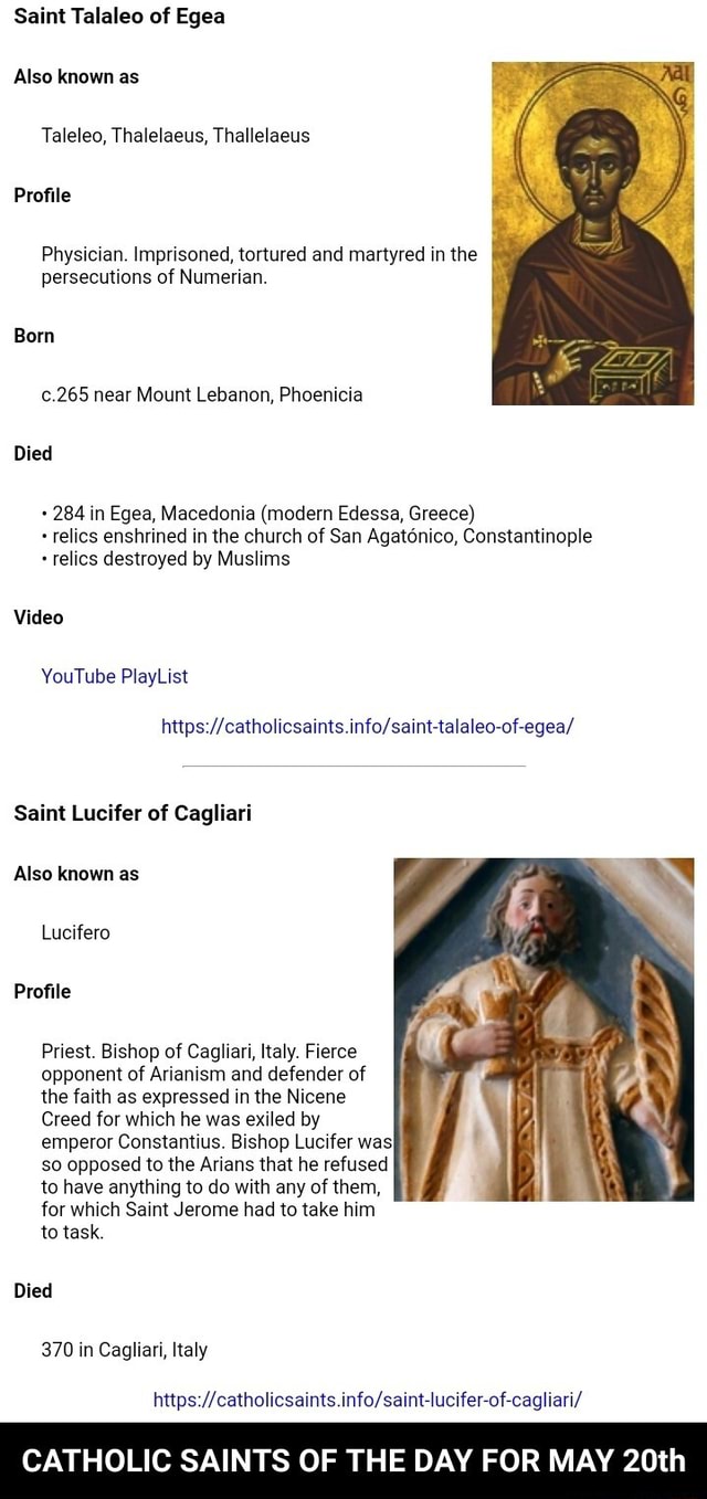 Saint Talaleo of Egea Also known as Taleleo, Thalelaeus, Thallelaeus ...