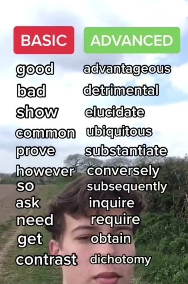 BASIC good fop commen ADVANCED advantageous detrimental elucidate prove ...