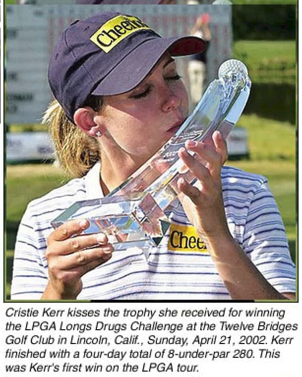 Cristie Kerr kisses the trophy she received for winning the LPGA Longs ...