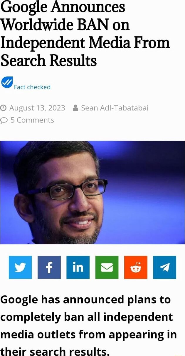 Google Announces Worldwide BAN on Independent Media From Search Results ...