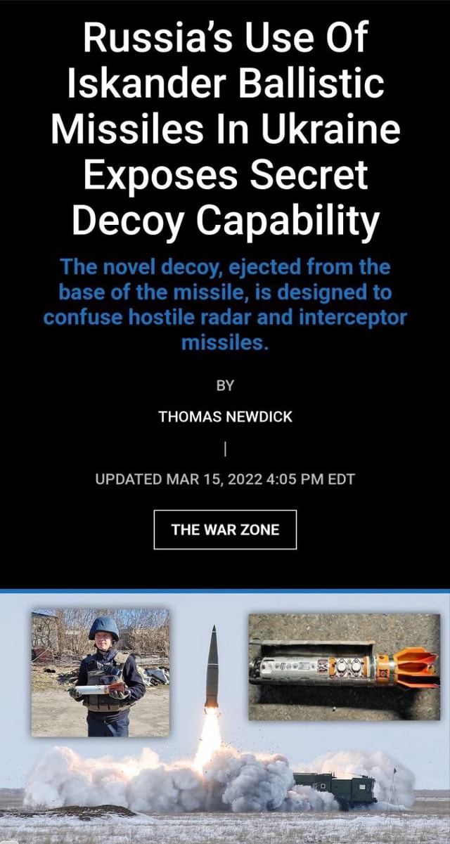 Russia's Use Of Iskander Ballistic Missiles In Ukraine Exposes Secret ...