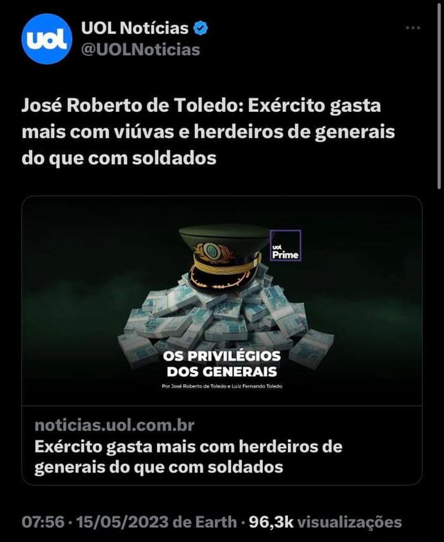 UOL Notícias & QUOLNoticias José Roberto de Toledo: Exército gasta mais ...