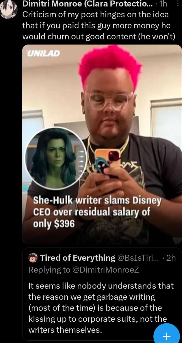 Dimitri Monroe (Clara Protectio... ih Criticism of my post hinges on ...