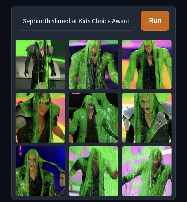 Sephiroth slimed at Kids Choice Award Run - iFunny Brazil