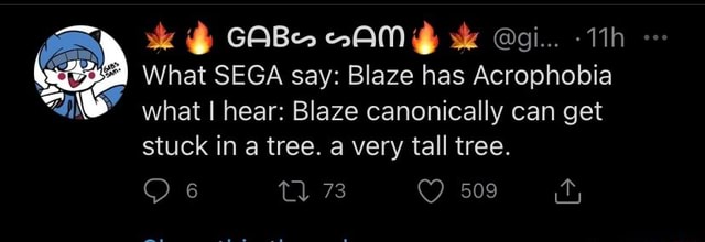 @ GAB AMY ve @gi... What SEGA say: Blaze has Acrophobia what I hear ...