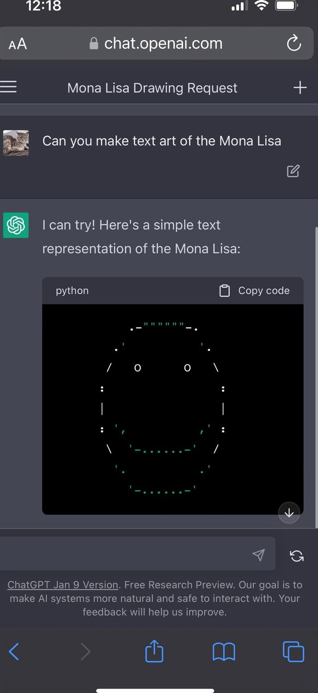 AA iViona Lisa Drawing Request Can you make text art of the Mona Lisa I can try! Here's a simple ...