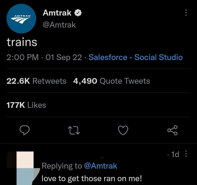 Amtrak @ @Amtrak trains PM - 01 Sep 22 - Salesforce - Social Studio 22 ...