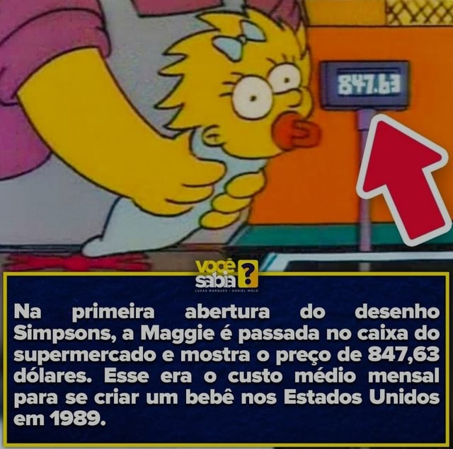 I Na primeira abertura do desenho Simpsons, a Maggie é passada no caixa ...
