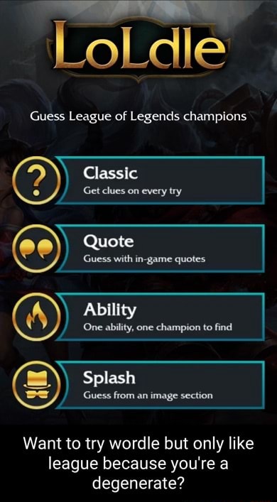 LoLdle Guess League of Legends champions Classic Get clues on every try ...