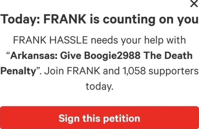 Today: FRANK is counting on you FRANK HASSLE needs your help with ...