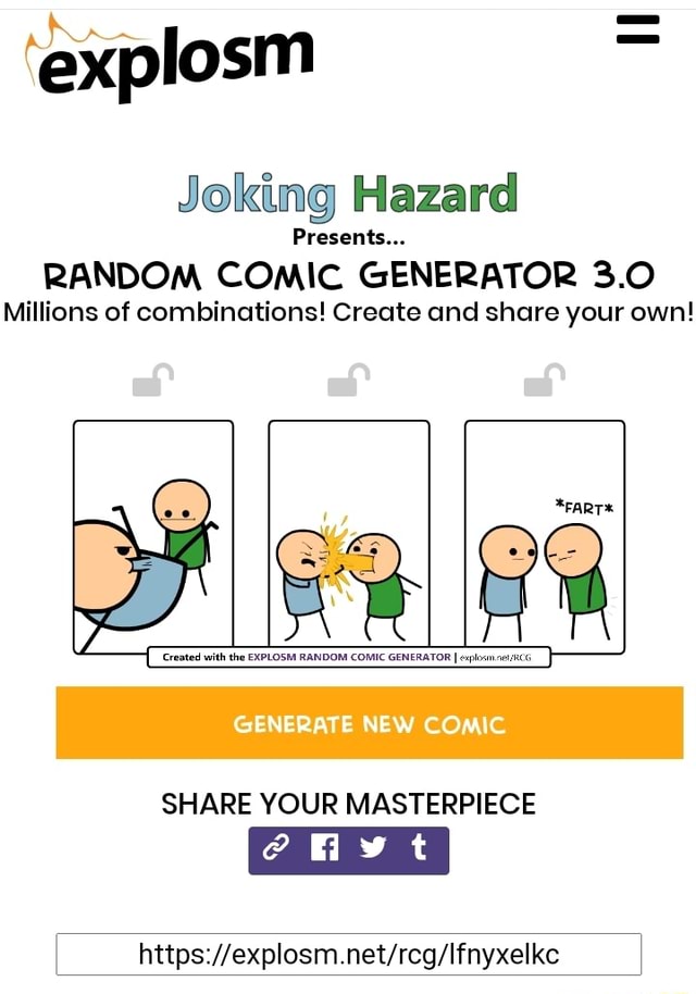 'explosm = Joking Hazard Presents... RANDOM COMIC GENERATOR 3.0 ...