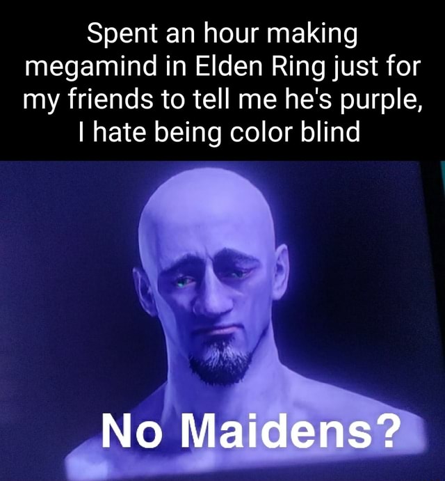 Spent an hour making megamind in Elden Ring just for my friends to tell ...