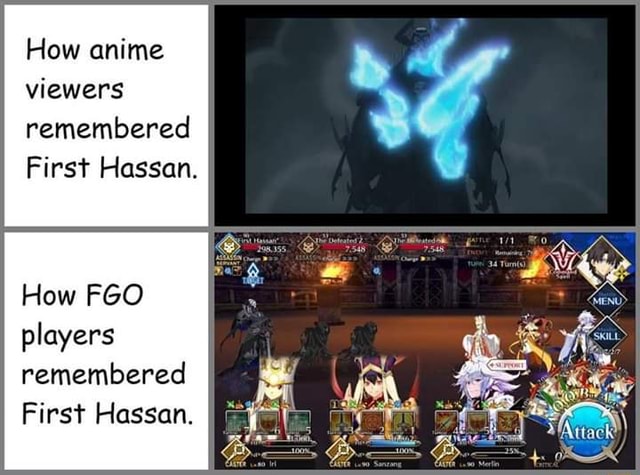 How anime viewers remembered First Hassan. How FGO players remembered ...