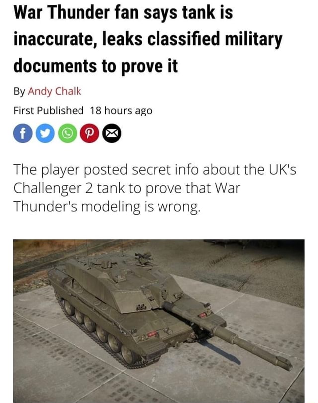 War Thunder fan says tank is inaccurate, leaks classified military ...