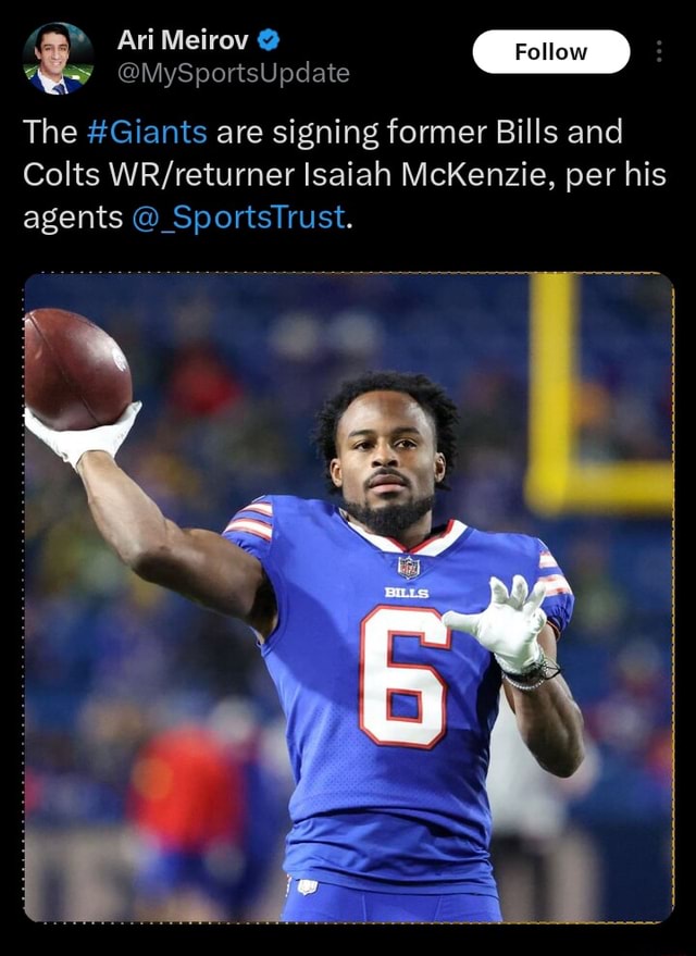 Follow Ari Meirov @MySportsUpdate The #Giants are signing former Bills ... Follow Ari Meirov @MySportsUpdate The #Giants are signing former Bills ...