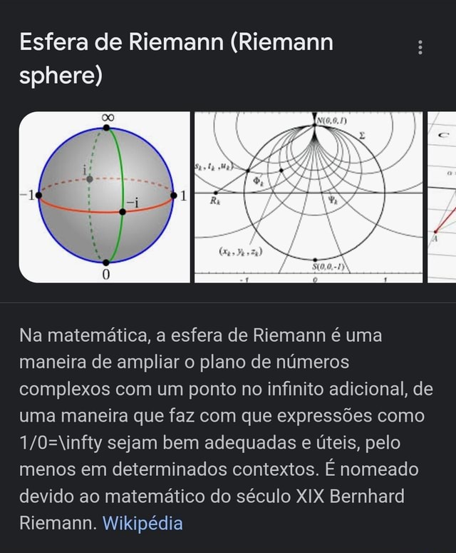 Esfera de Riemann (Riemann sphere) Na matemática, a esfera de Riemann é ...