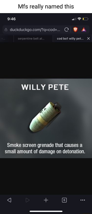 Mfs really named this cod bot willy pet... X WILLY PETE Smoke screen ...