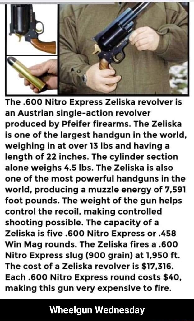The .600 Nitro Express Zeliska revolver is an Austrian single-action ...