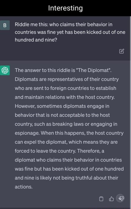Interesting Riddle me this: who claims their behavior in countries was ...