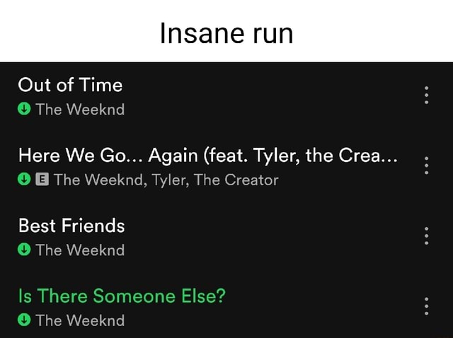 Insane run Out of Time The Weeknd Here We Go... Again (feat. Tyler, the ...